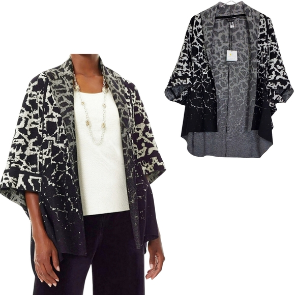 Ming Wang | Sweaters | Nwt Ming Wang Jacquard Knit Relaxed Fit Open ...